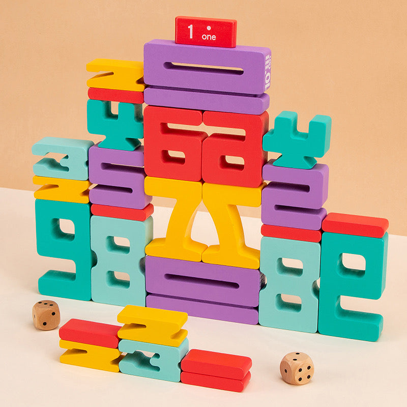 Colorful Wooden Number Stacking Blocks - Math and Logic Learning Toy ...